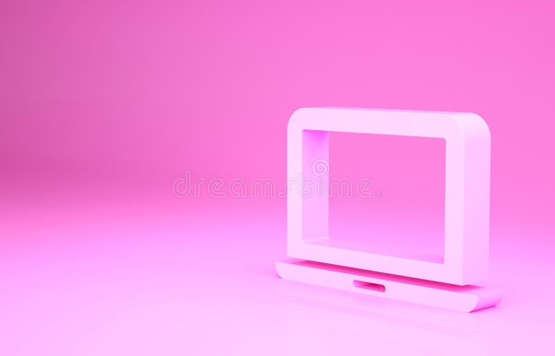Pink Laptop Icon Isolated On Pink Background. Computer Notebook With ...