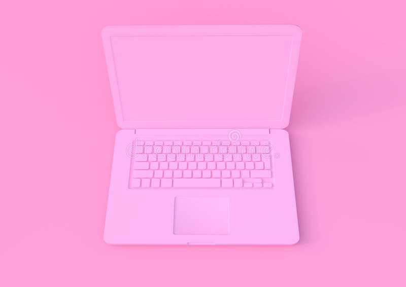 Pink Laptop Isolated on a Pink Background Stock Illustration ...