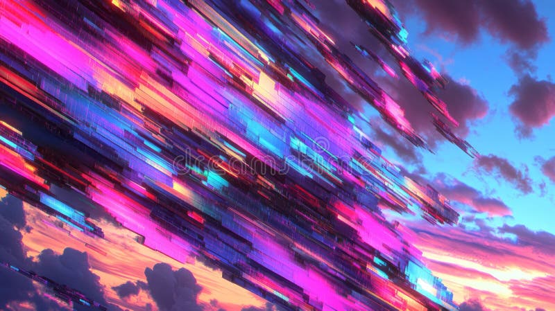 Pink and Lavender Glitch Patterned Cyber Clouds in Soft Pastel for ...