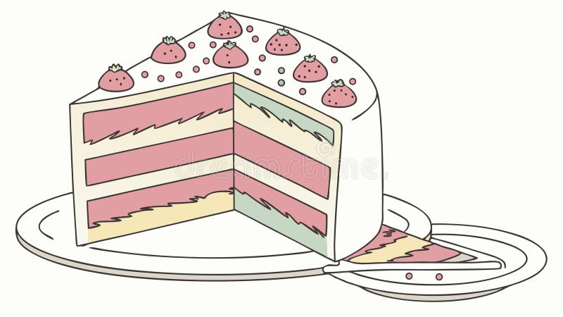 Pink Layer Cake Slice with Drips, Dessert Temptation, Vector Design ...