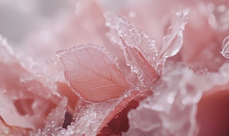 A Pink Leaf with Ice Crystals on it Stock Illustration - Illustration ...