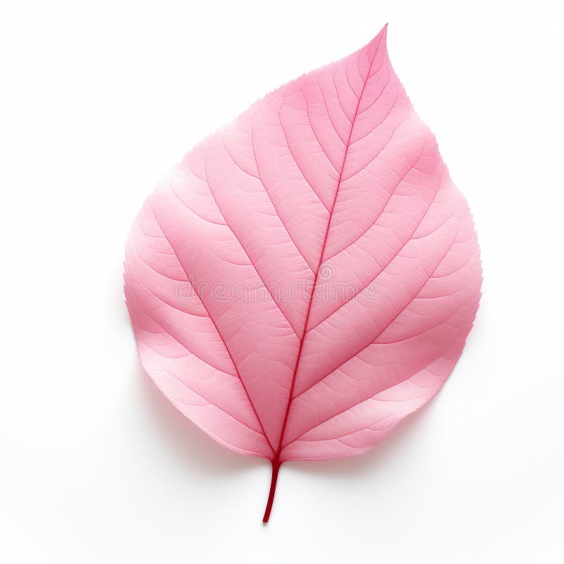 Pink Leaf on White Background: Botanical Accuracy and Organic Material ...