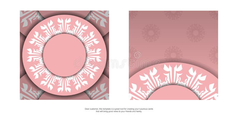 Pink Leaflet with White Mandala Ornaments Ready for Printing. Stock ...