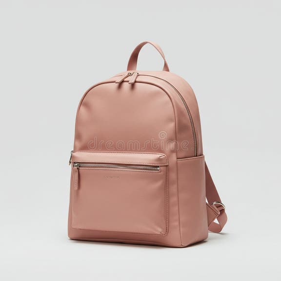 Pink Leather Backpack Featuring a Smooth Texture, a Large Main ...