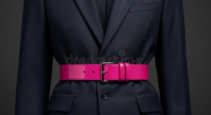 Pink Leather Belt on Dark Jacket Stock Illustration - Illustration of ...