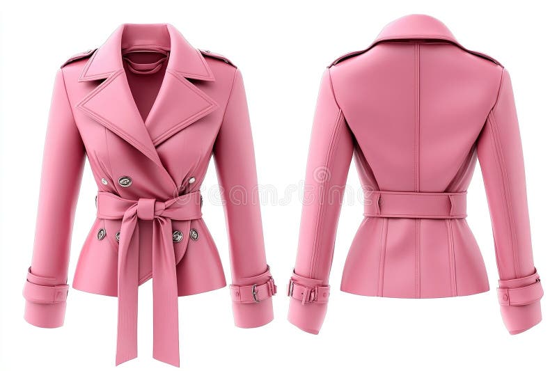 Pink Leather Jacket: Front & Back View Stock Illustration ...