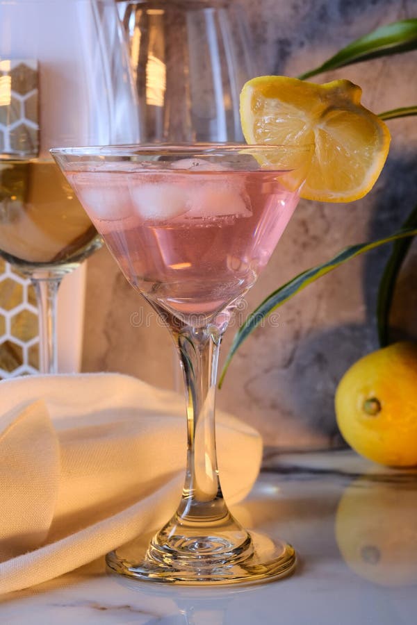Pink Lemon Martini stock image. Image of counter, refreshing - 238271647