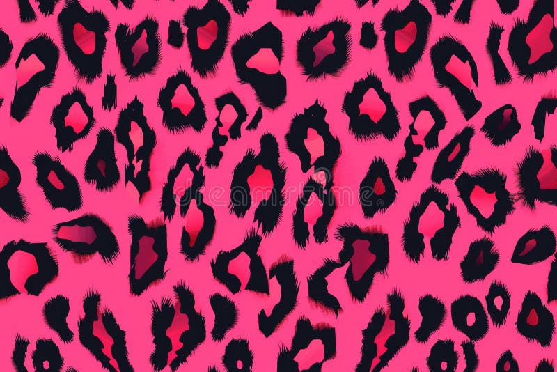 Pink Leopard Print Background. Animal Seamless Pattern with Hand Drawn ...
