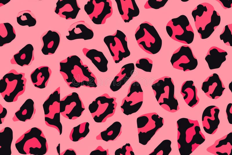 Pink Leopard Print Background. Animal Seamless Pattern with Hand Drawn ...
