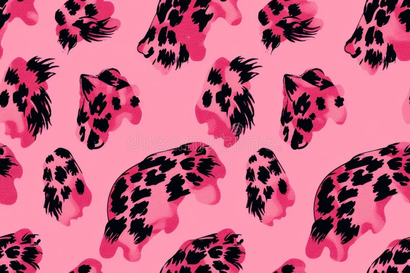Pink Leopard Print Background. Animal Seamless Pattern with Hand Drawn ...