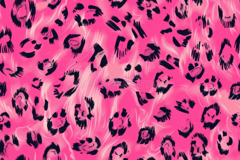 Pink Leopard Print Background. Animal Seamless Pattern with Hand Drawn ...