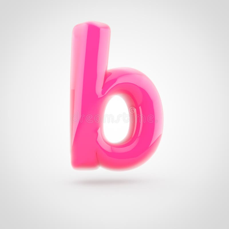 Pink Letter B Lowercase Filled with Soft Light Isolated on White ...