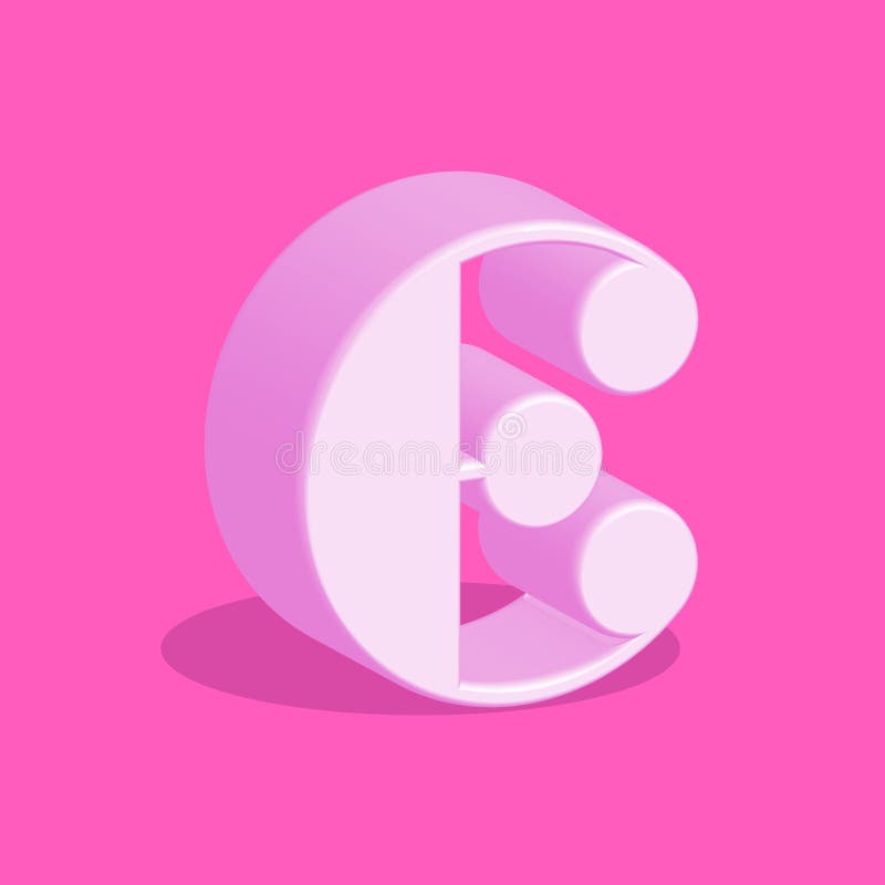 Pink Letter E Logo Creative Monogram 3d Isometric Shape, Smooth Rounded ...