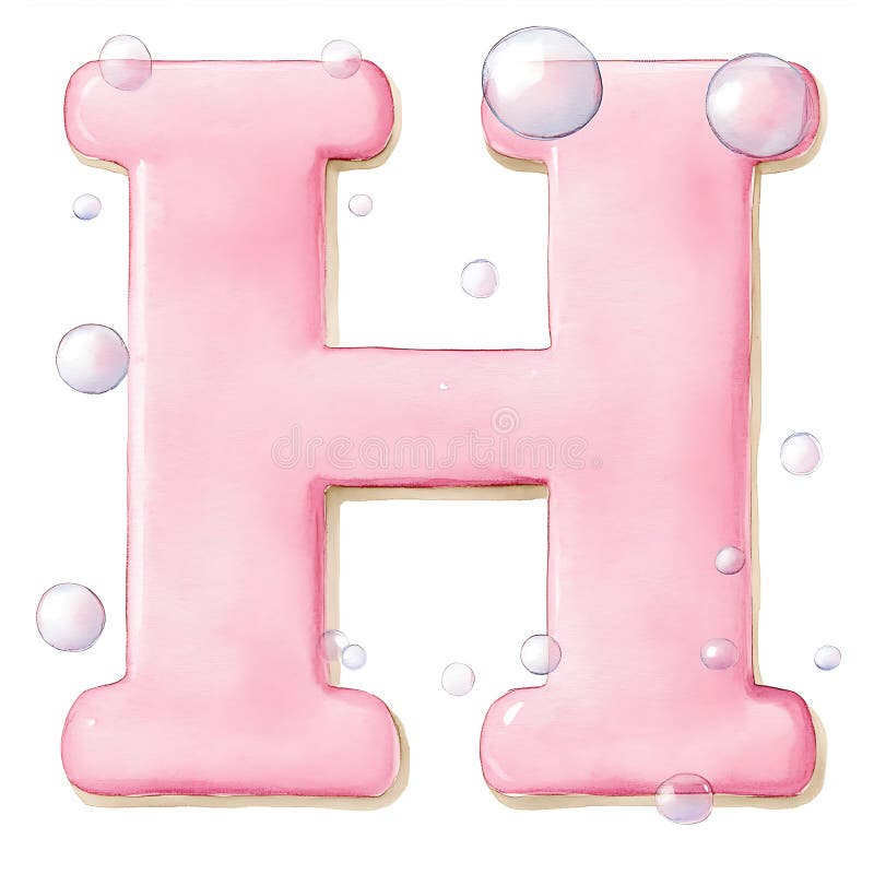 Pink Letter H with Bubbles Illustration Stock Illustration ...