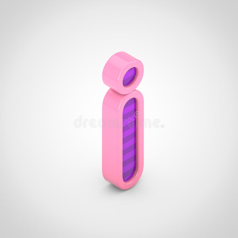 Pink Letter I Lowercase With Violet Stripes Isolated On White ...