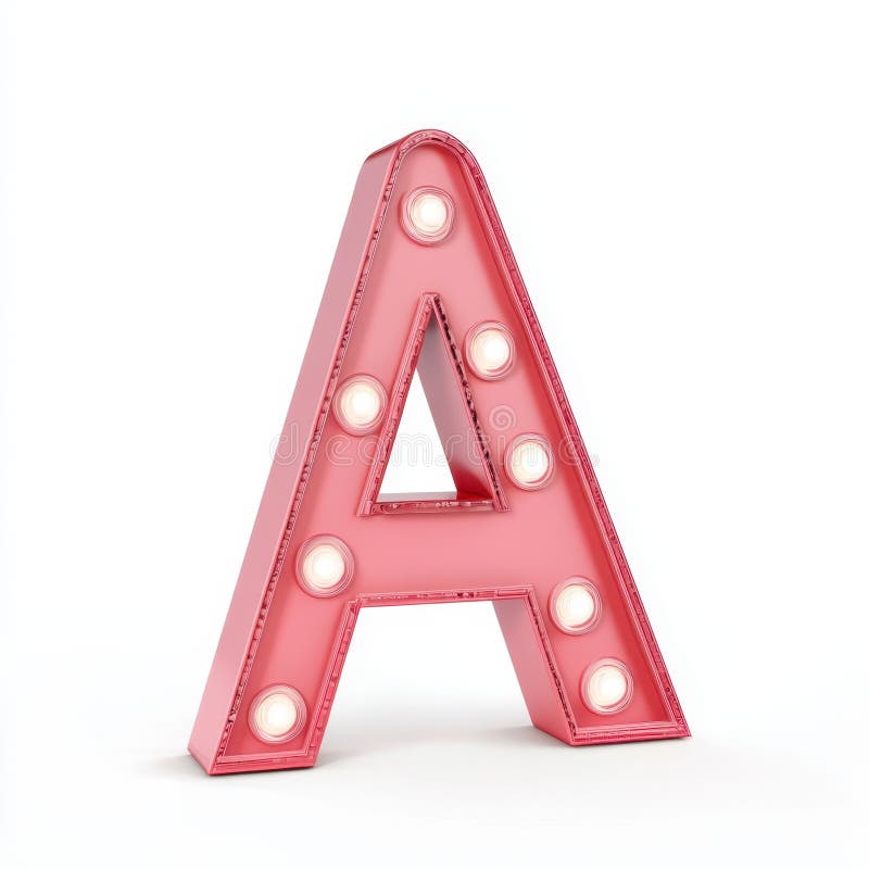 A Pink Letter Sign with Lights on a White Background in Studio Shot ...