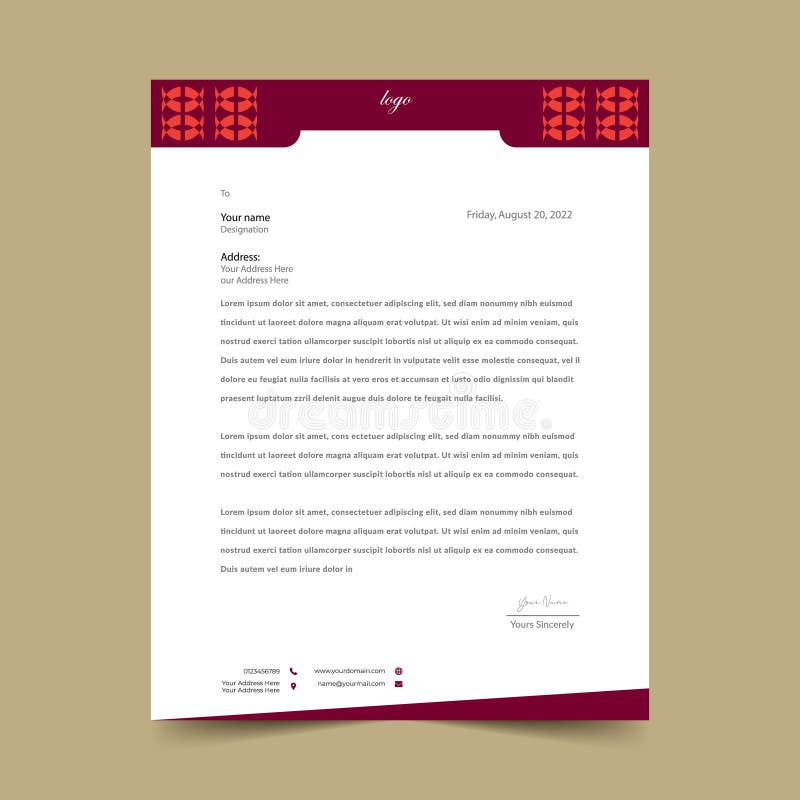 Letterhead with Pink and Dark Design Stock Vector - Illustration of ...
