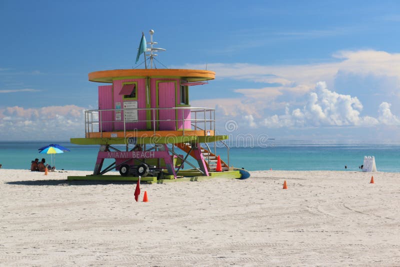 A Pink Lifeguard Stand on the Beach Editorial Stock Photo - Image of ...