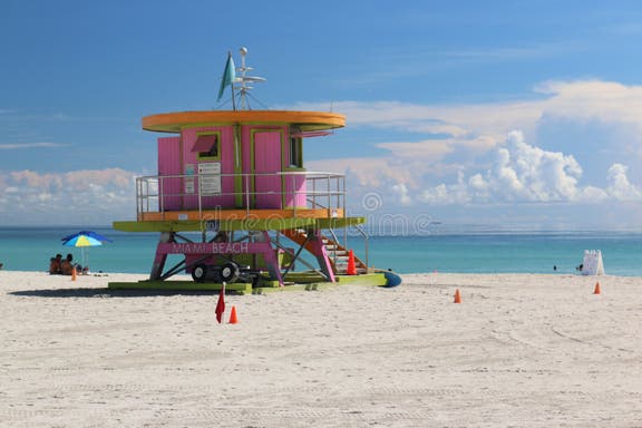 A Pink Lifeguard Stand on the Beach Editorial Stock Photo - Image of ...
