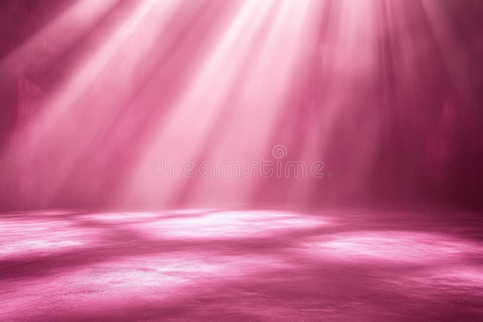 Pink Light Beams Shining Down on an Empty Stage Background, Creating a ...