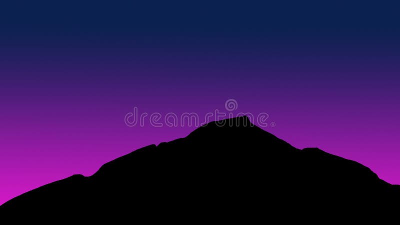 Pink Light Behind the Mountain at Night Stock Illustration ...