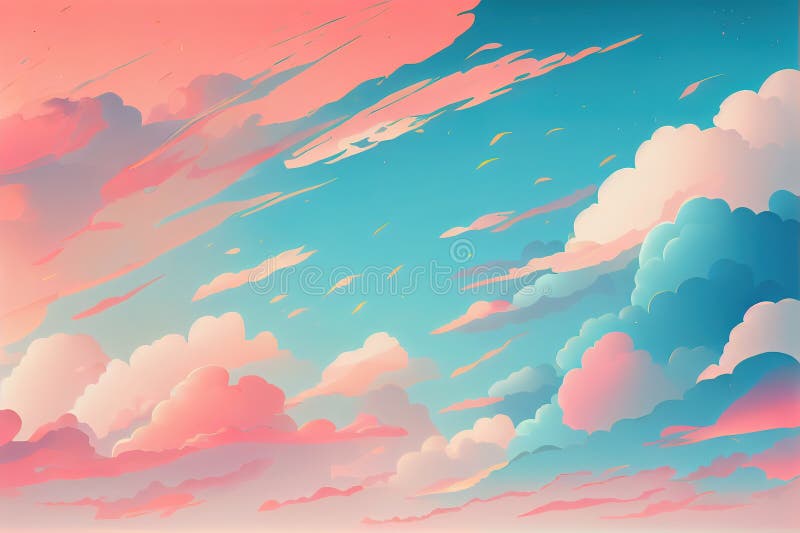 Pink and Light Blue Pastel Color Sky Background. Stock Illustration ...