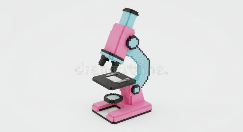 Pink and Light Blue Pixel Art Microscope Illustration Symbolizing ...