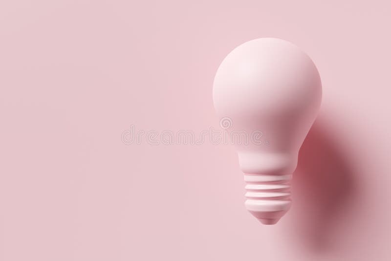 Pink Light Bulb on Pink Background. 3D Rendering Stock Illustration ...