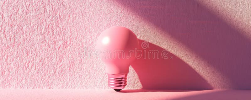 Pink Light Bulb Casting Shadow on Pink Textured Wall Stock Image ...