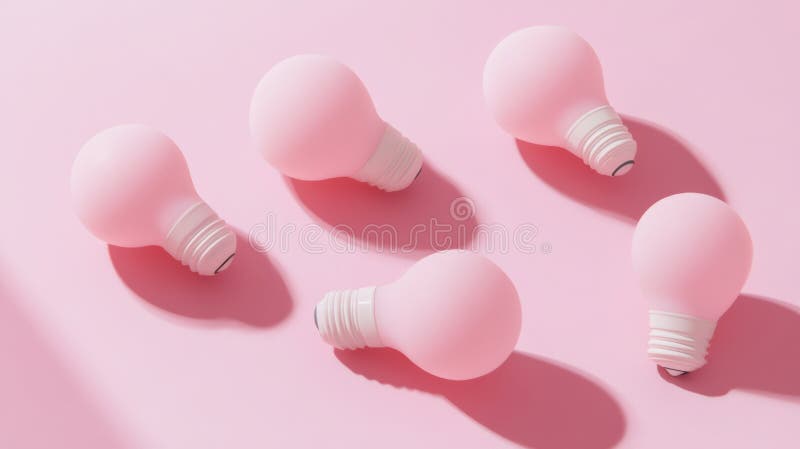 Pink Light Bulbs on a Pink Background, Minimalistic Design. Creative ...