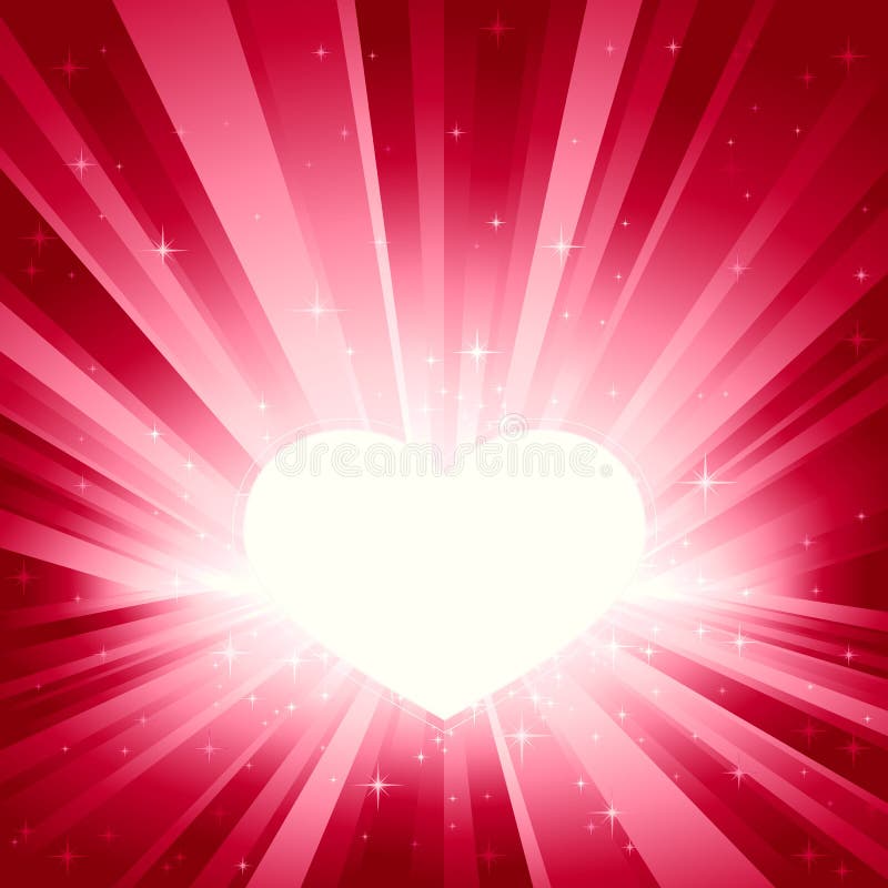 Pink Light Burst with Valentine S Heart Stock Vector - Illustration of ...