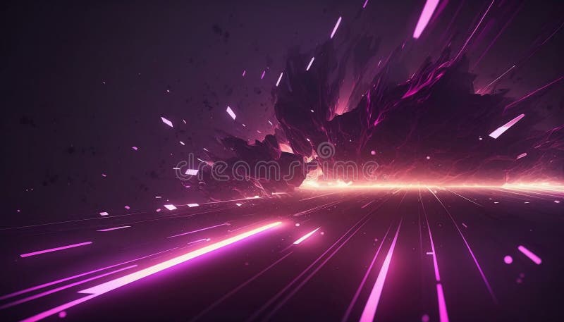 Pink Light Particles in Motion on a Black Background. Generated AI ...