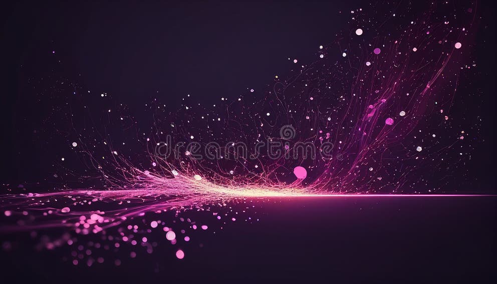 Pink Light Particles in Motion on a Black Background. Generated AI ...