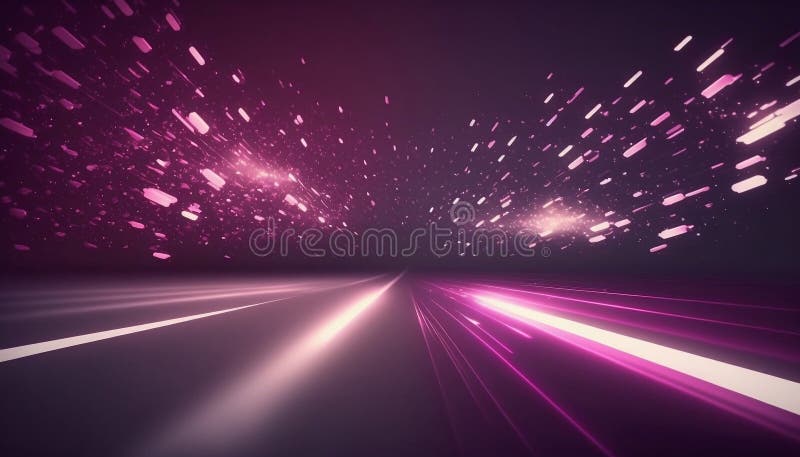 Pink Light Particles in Motion on a Black Background. Generated AI ...