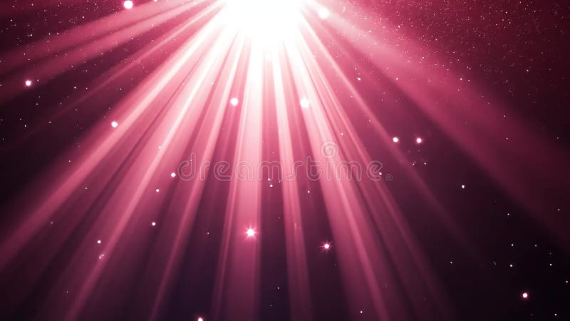 Pink Light Rays Beam Down from Bright Center, Sparkling Particles Float ...