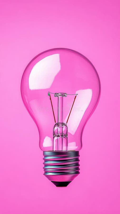 Pink Lightbulb on Vibrant Background Symbolizes Creativity Stock ...
