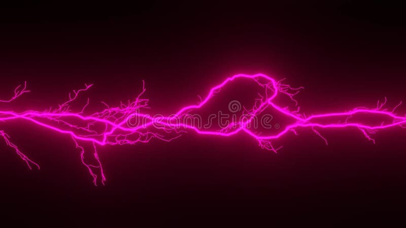 Pink Lightning on Black Background 3D Animation. Thunderstorm ...