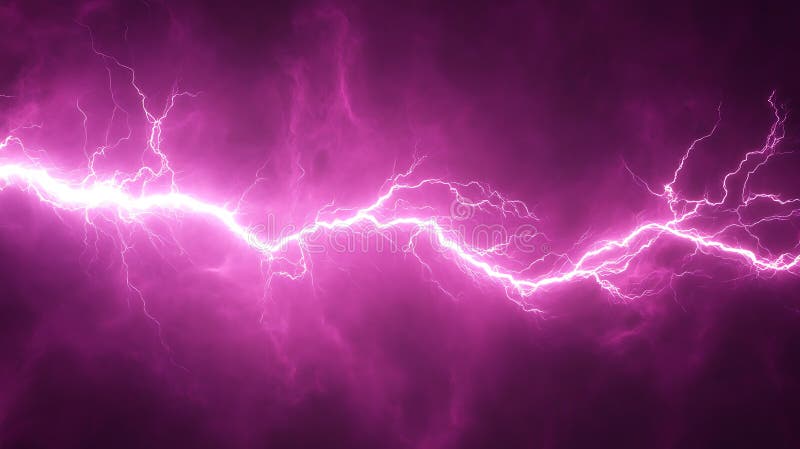 Pink Lightning Bolt Across Dark Sky Stock Image - Image of branch ...