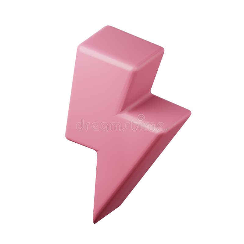 Pink Lightning Bolt High Quality 3D Render Illustration Icon. Stock ...
