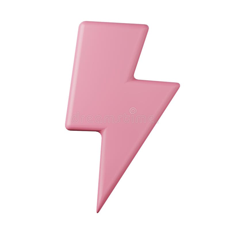 Pink Lightning Bolt High Quality 3D Render Illustration Icon. Stock ...