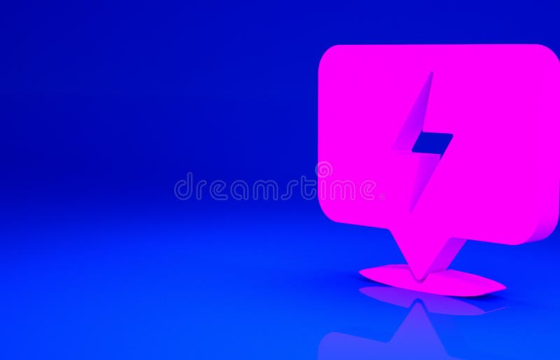 Pink Lightning Bolt Icon Isolated on Blue Background. Flash Icon ...