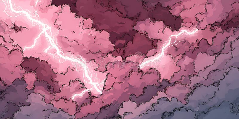Pink Lightning Storm Clouds Dramatic Weather Photography Stock ...