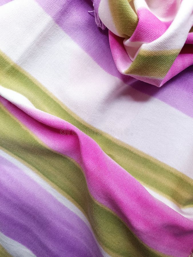 Pink, Lilac, Green and White Stripes on Fabric Stock Photo - Image of ...