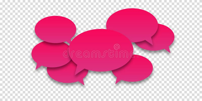 Pink or Lilac Speech Bubbles with Shadow on Transparent Background ...