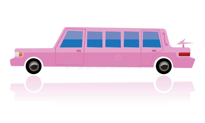 Pink Limo, Funny Cartoon Style Stock Illustration - Illustration of ...