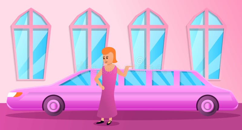 Pink Limo, Funny Cartoon Style Stock Illustration - Illustration of ...