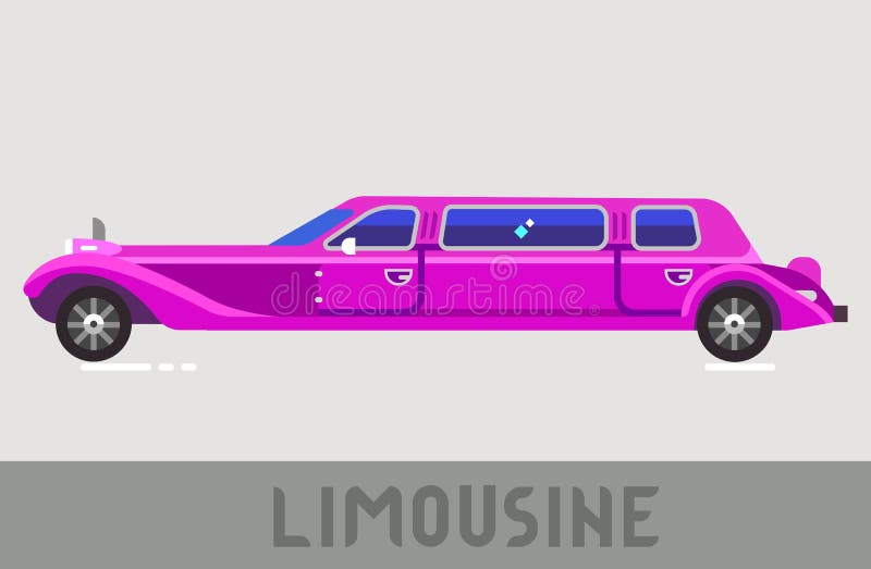 Pink Limo, Funny Cartoon Style Stock Illustration - Illustration of ...