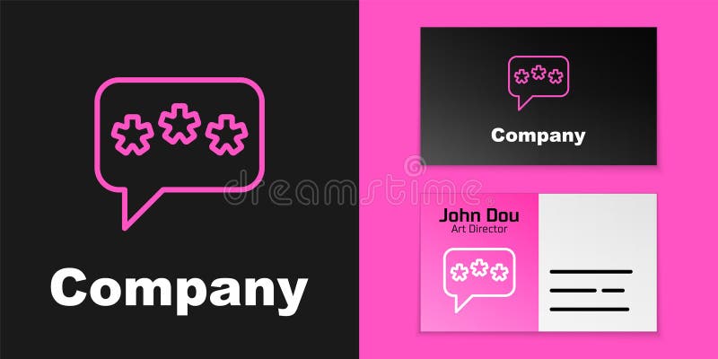 Pink Line Speech Bubble Chat Icon Isolated on Black Background. Message ...