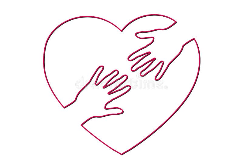 `Be Kind` Vector Contour Illustration of Two Hands and Heart Stock ...