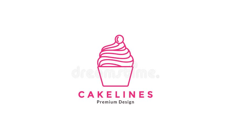 Pink Lines Cupcake Logo Design Vector Icon Symbol Illustration Stock ...